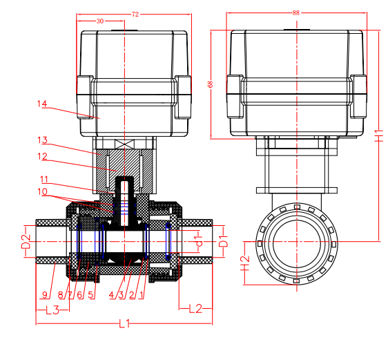 Switch type -UPVC two way electric valve Motorized valve-Taizhou Tonhe ...