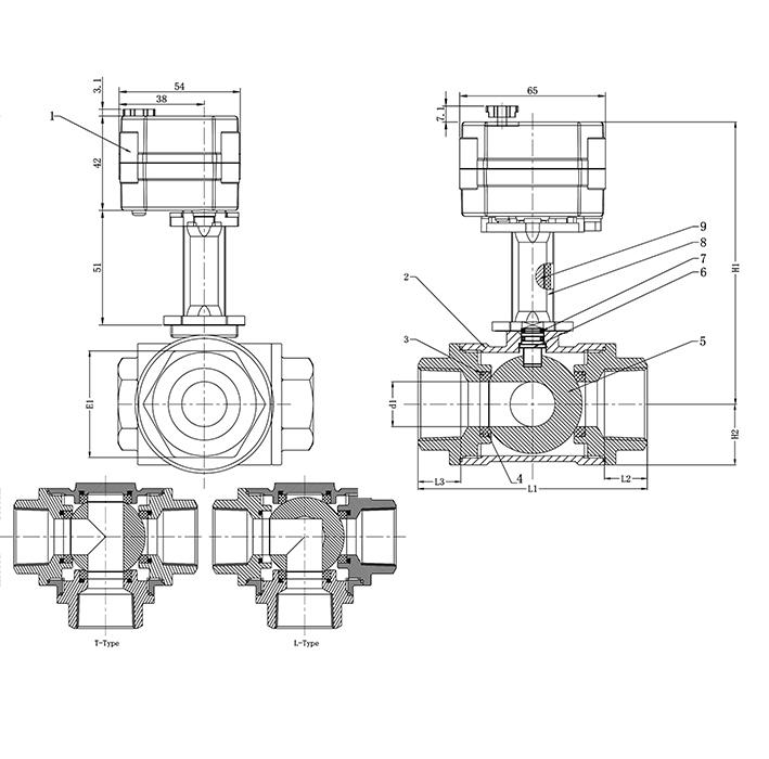 Switch type - brass three way electric valve Motorized valve-Taizhou ...